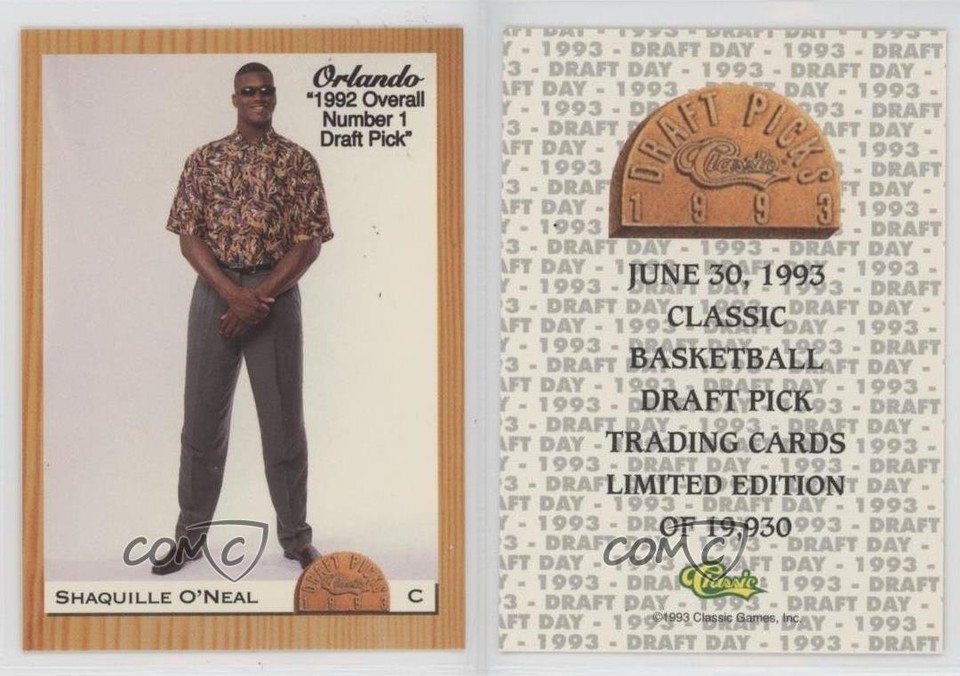 1993 Classic Draft Picks Day Shaquille O'Neal (1992 Overall Number 1 ...