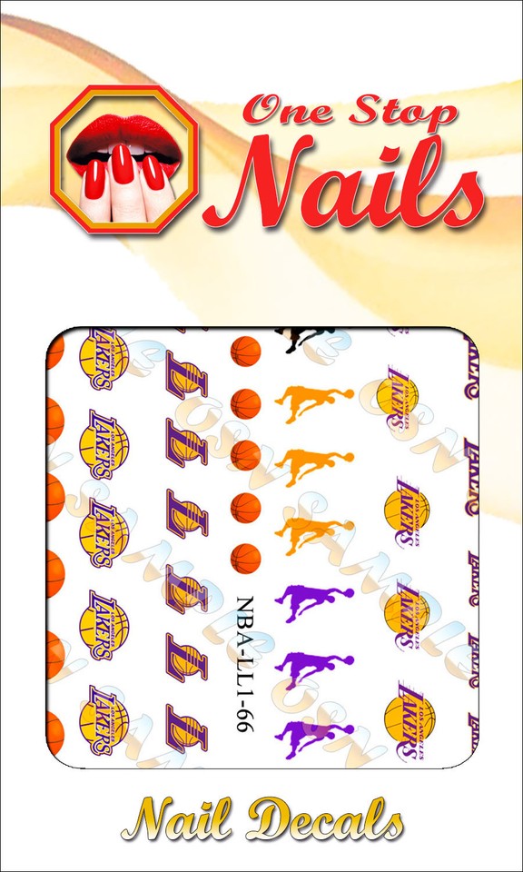 NBA Los Angeles Lakers Nail Art Waterslide Nail Decals. Set of 66. FAST ...