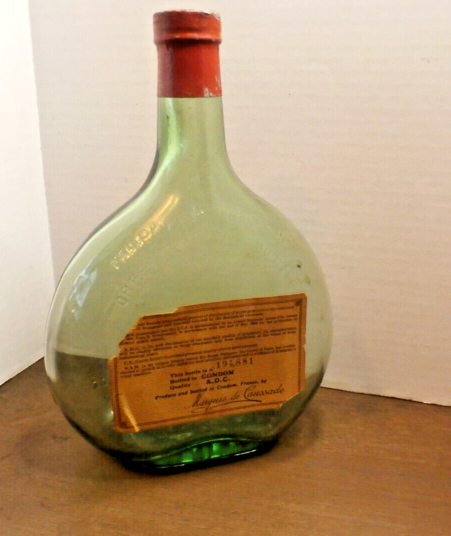 Vintage Armagnac Marquis de Caussade Green Bottle France Brandy of ...