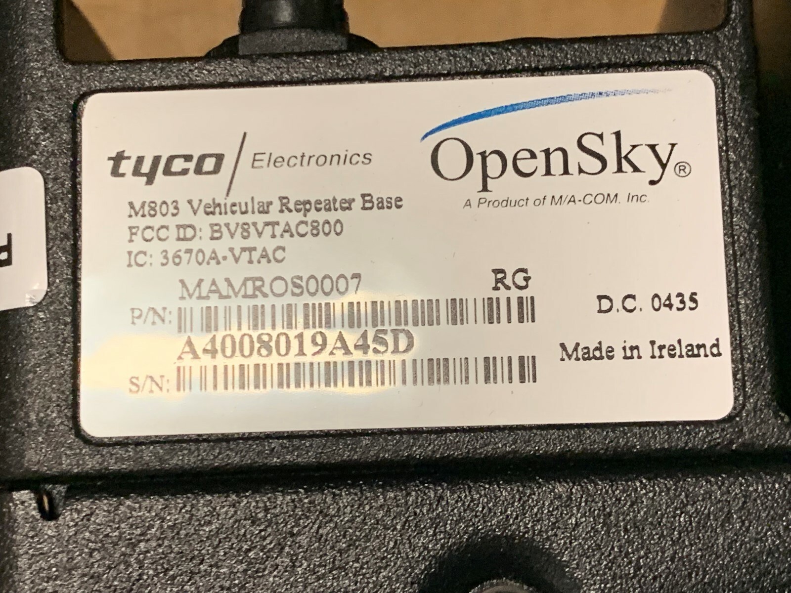 Tyco Harris OpenSky M803 vehicular Repeater Base PN# MAMROS0007 | eBay