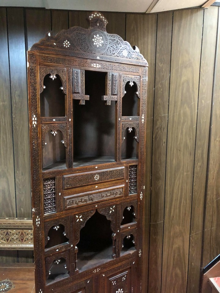 Antique Islamic Syrian Corner Cabinet handmade vintage craved | eBay