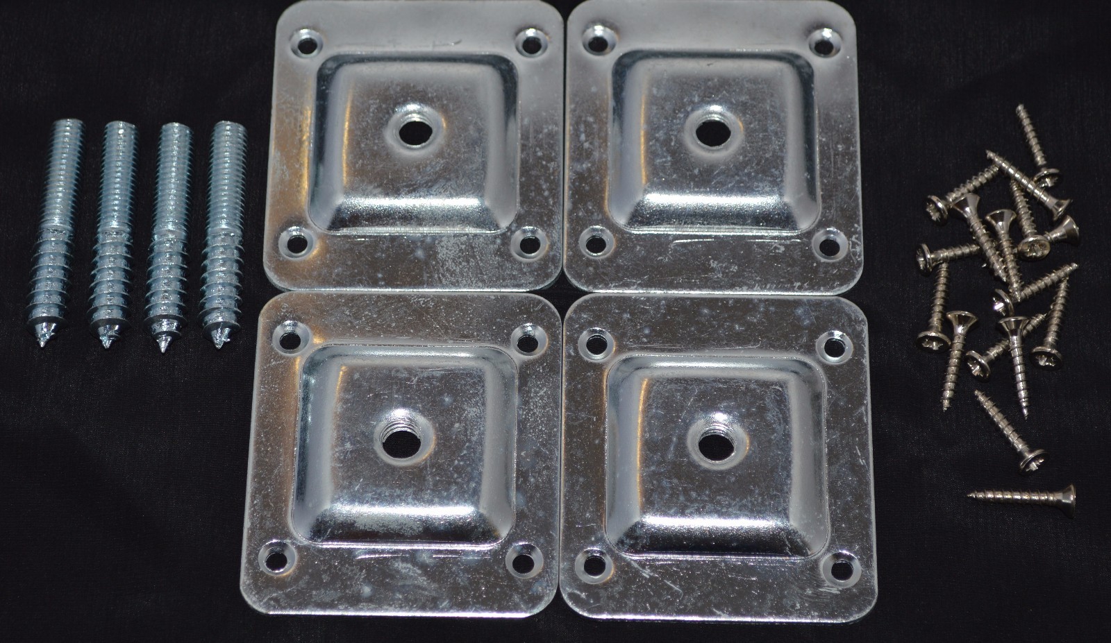 4 LEG FIXING MOUNTING PLATES ANGLED OR LEVEL + 4 M8*50 WOOD-METAL DOWEL ...