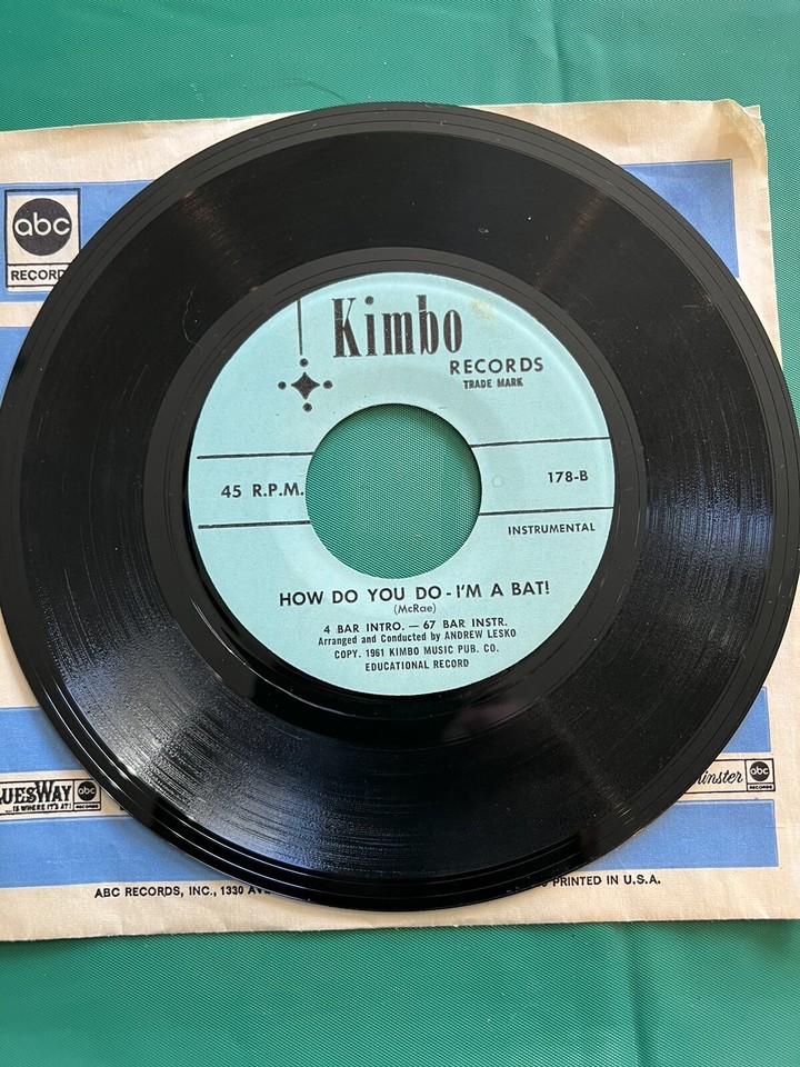 How Do You Do, I’m A Bat Vinyl 45 rpm Childrens Record Kimbo Records ...