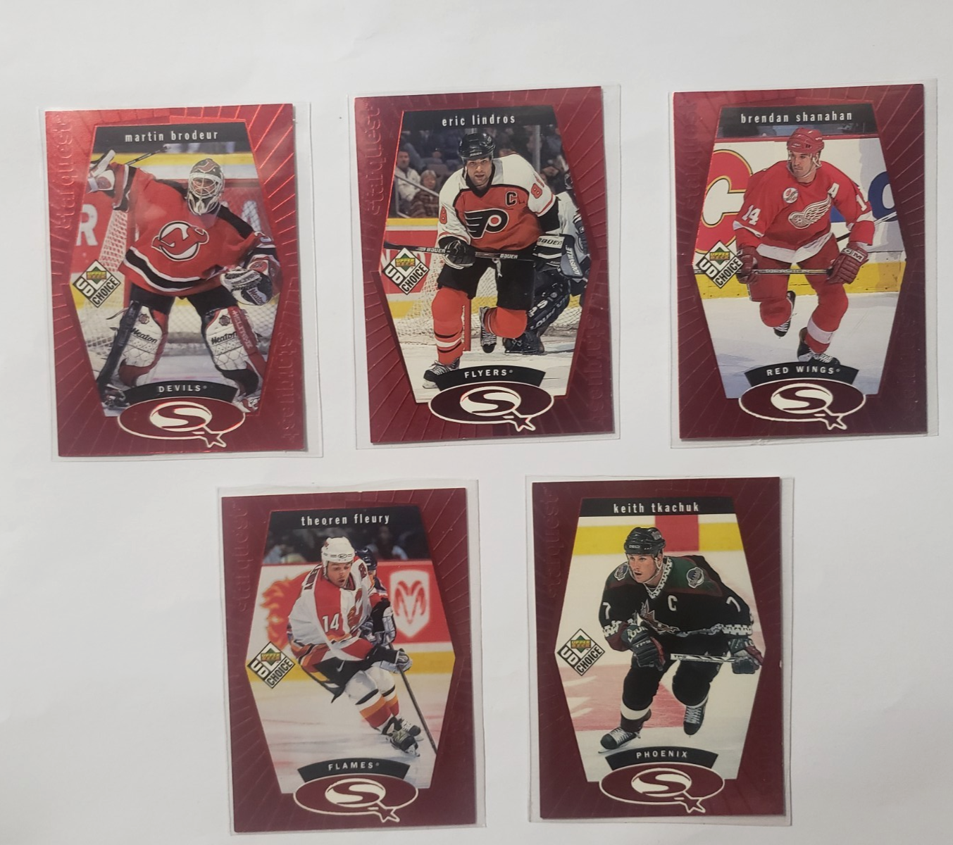 Lot Of 5 1998-99 UD Choice StarQuest Red level 3- Martin brodeur, Eric ...
