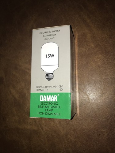 20 PC PACK - DAMAR Energy Saving Bulb 15 Watt E26 Daylight 15W 120V 750 ...