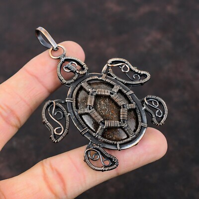 Gift For Her Copper Dinosaur Bone Jewelry Wire Wrapped Tortoise Pendant ...