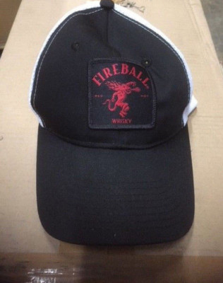 Fireball Whiskey Hat / Cap Black Front With White Mesh Back & Snapback ...