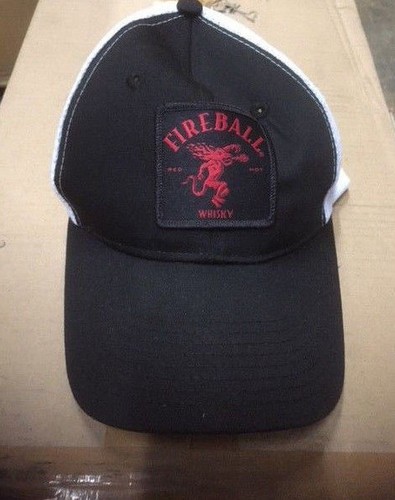 Fireball Whiskey Hat / Cap Black Front With White Mesh Back & Snapback ...