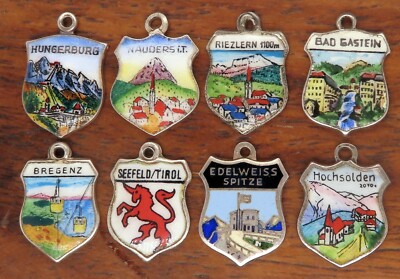 Vintage silver AUSTRIA AUSTRIAN GERMANY SOUVENIR ENAMEL TRAVEL SHIELD ...