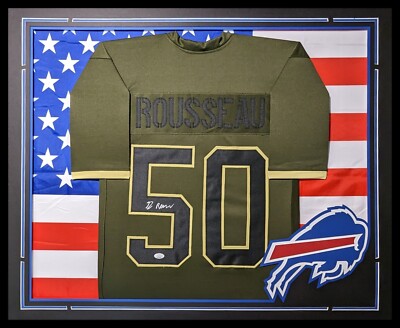 FRAMED BUFFALO BILLS GREG ROUSSEAU AUTOGRAPHED SIGNED JERSEY JSA COA | eBay