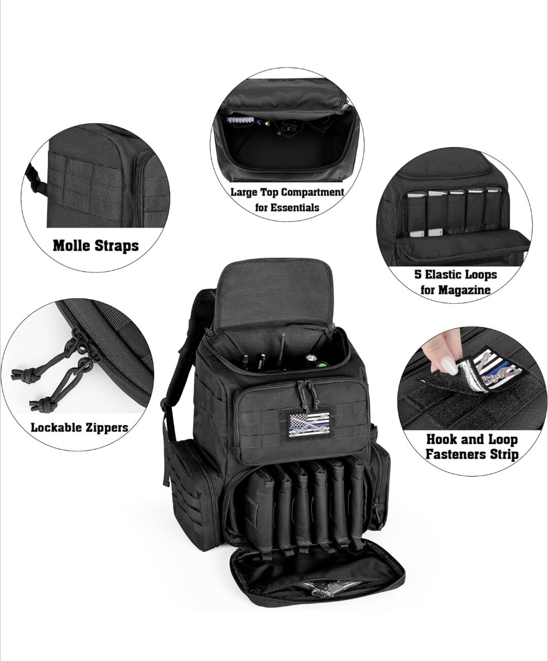 Pistol Gun Range Backpack for Handguns & Ammo, Tactical Shooting Range ...