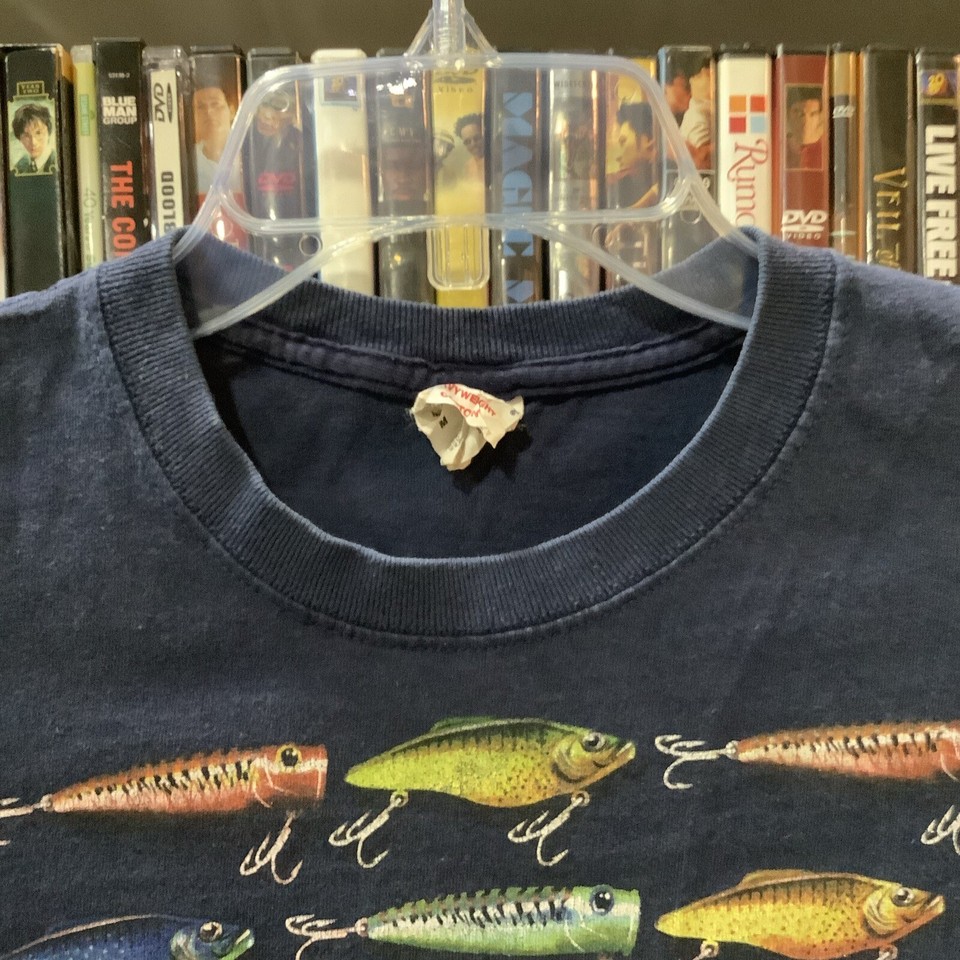 Fishing Lures Graphic Blue T-Shirt Size M | eBay