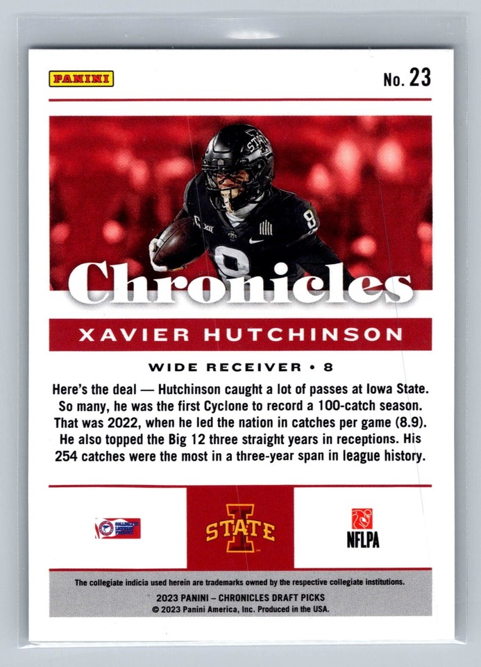 2023 Panini Chronicles Draft Picks Xavier Hutchinson Red #/149 #23 | eBay