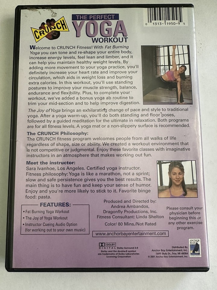 Crunch - The Perfect Yoga Workout (DVD, 2001) Fat Burning Yoga & Joy Of ...