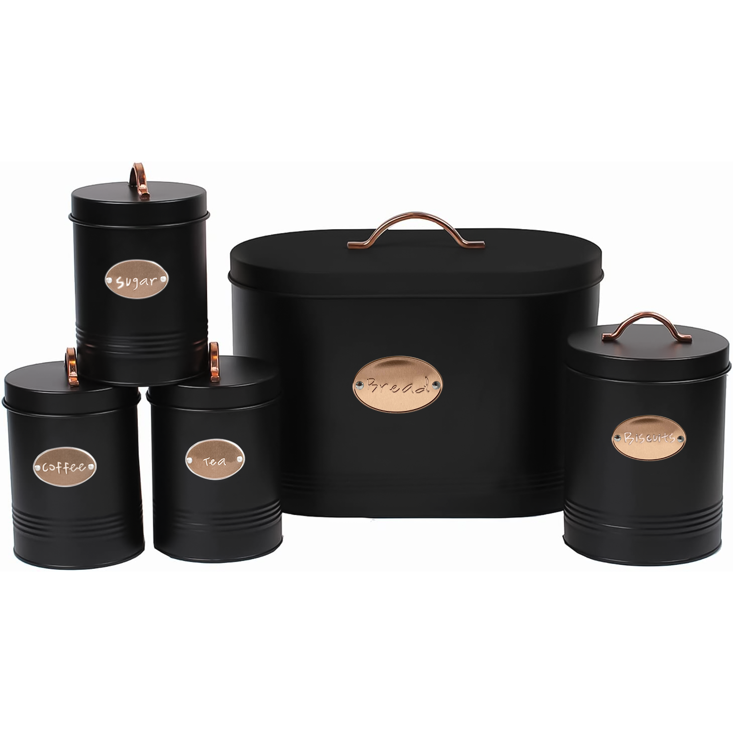 5pc Kitchen Storage Container Set - Bread Bin + Tea Sugar Coffee ...