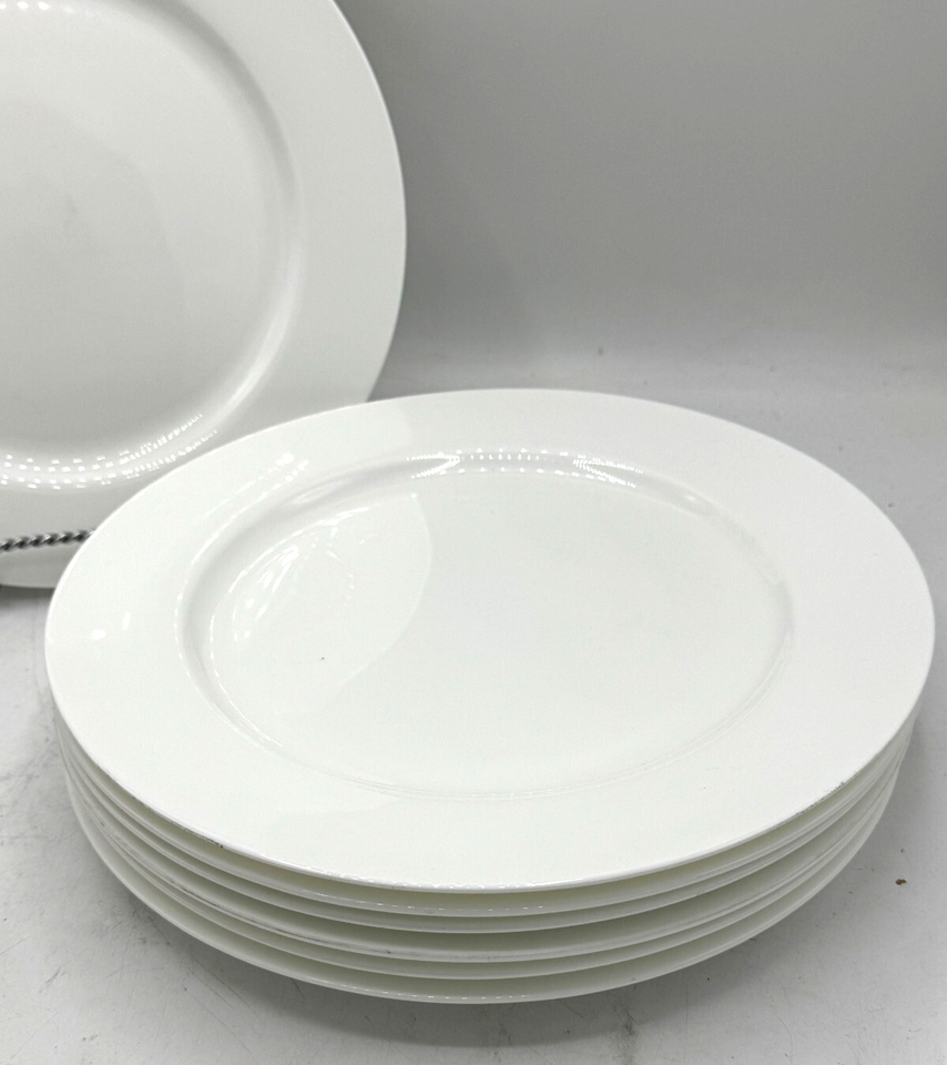 FITZ & FLOYD NEVAEH WHITE BONE CHINA DINNER PLATES SET OF 7! EXCELLENT ...
