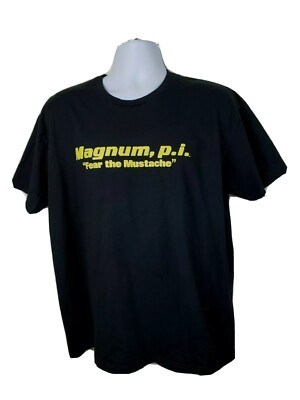 Official Magnum P.I. Private Investigator Fear the Mustache black t ...