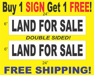 LAND FOR SALE Black & White 6"x24" 2 Sided REAL ESTATE RIDER SIGNS Get ...