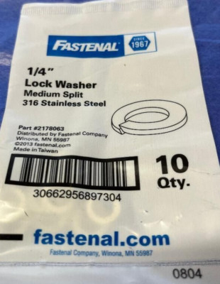 1/4 inch Lock Washer Medium Split Stainless Steel 10 Qty Going Nuts ...