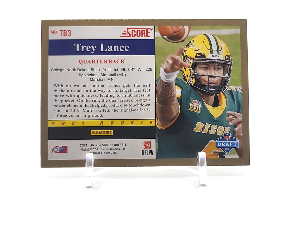 Trey Lance ROOKIE CARD 2021 Panini Score #TB3 "Throwback" Bison/49ers ...