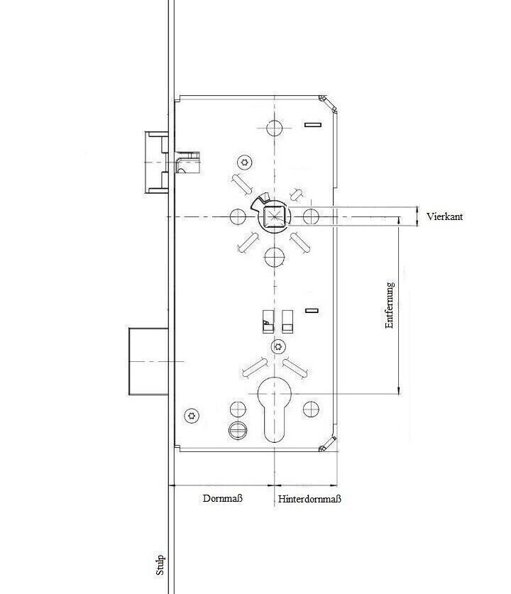 KFV 49 PZW Rohrrahmenschloss Haustür 92 25 30 35 40 45 55 mm Nuss 8 ...