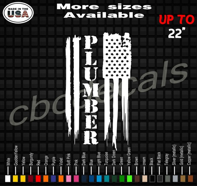 Plumber American Flag Vinyl Decal Sticker | Plumber Decals / Stickers ...