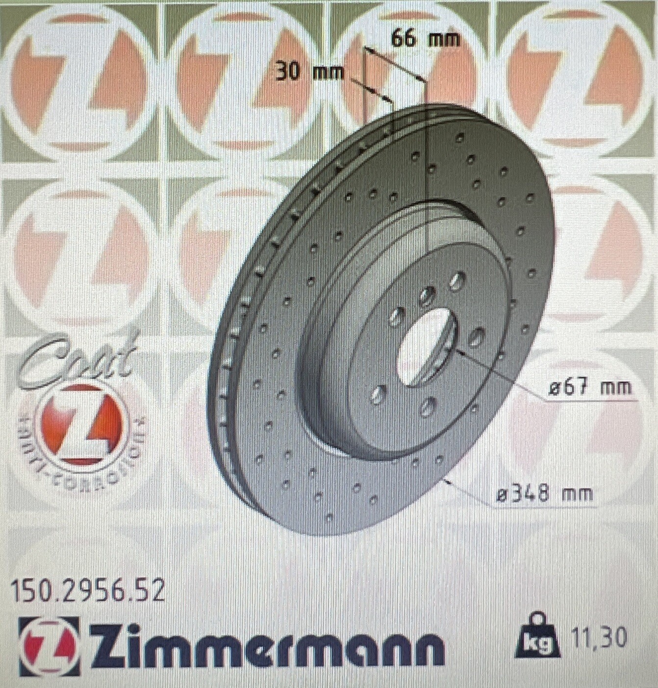 34118854273 34116860909 34118831822 FRONT CROSS DRILLED BRAKE DISCS ...