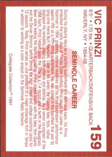 1990-91 Florida State Collegiate Collection Multi-Sport Card #159 Vic ...