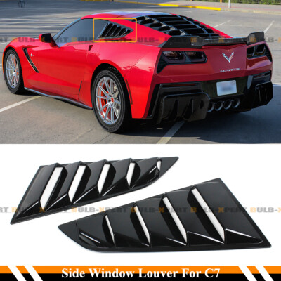 For 2014-2019 Corvette C7 Glossy Black Side Vent Window 1/4 Quarter ...
