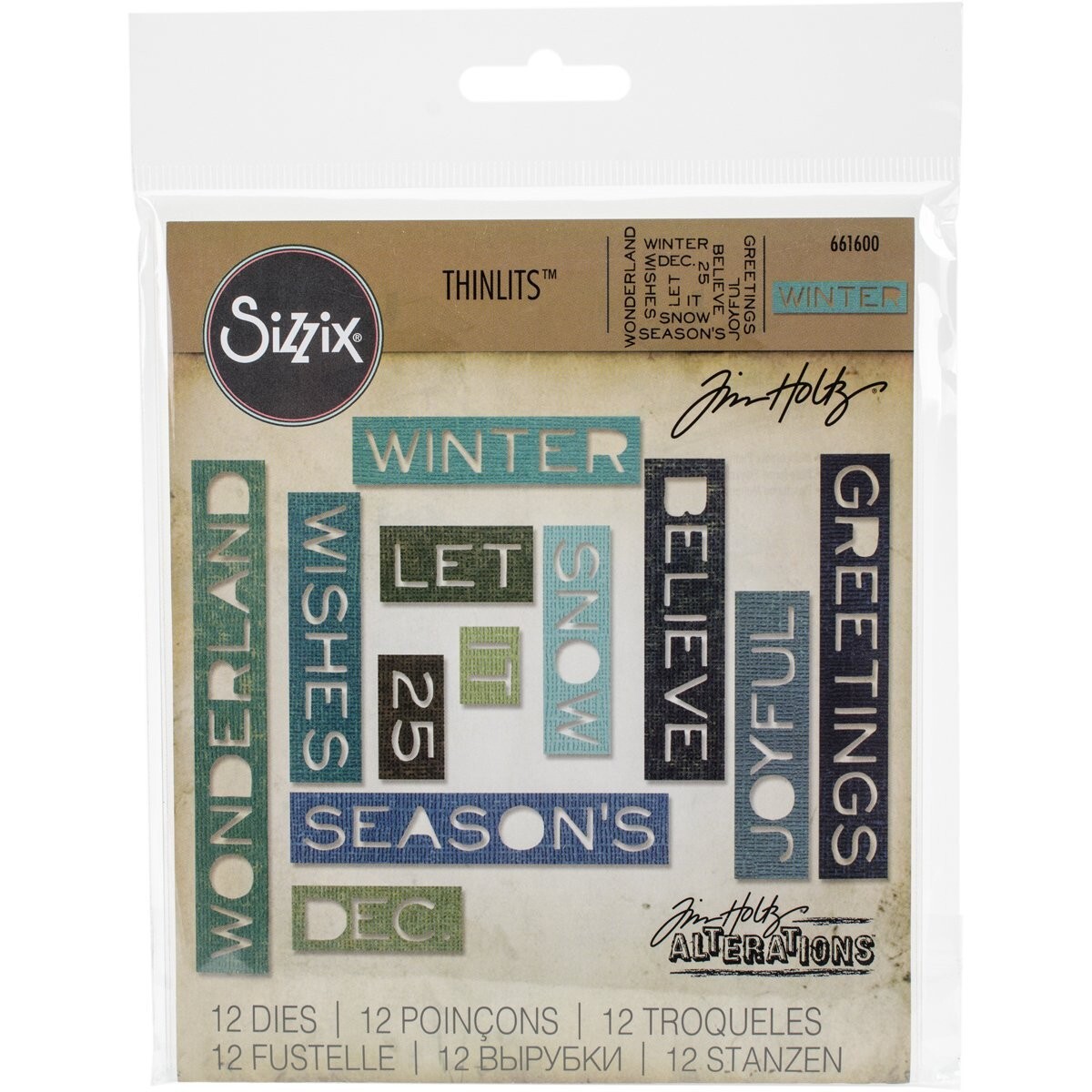 Tim Holtz "HOLIDAY WORDS, THIN" Sizzix Thinlits Cutting Dies 661600 | eBay