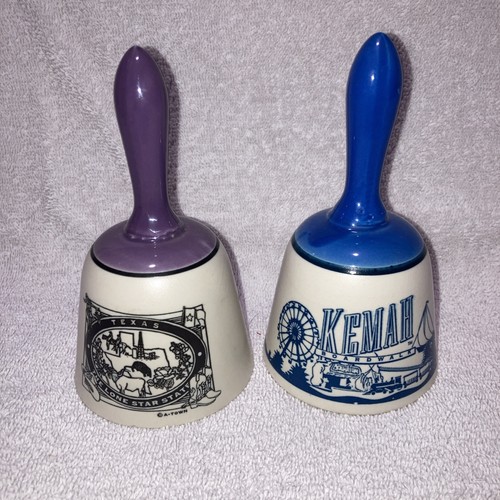 Billco Lot Of 2 Ceramic VTG Souvenir Bells Kemah Boardwalk Texas Lone ...