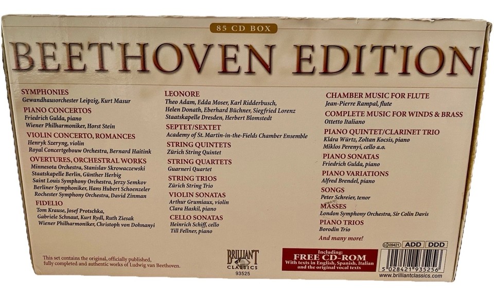 LUDWIG VAN BEETHOVEN Complete Works 85-CD BOX SET Brilliant Classics | eBay