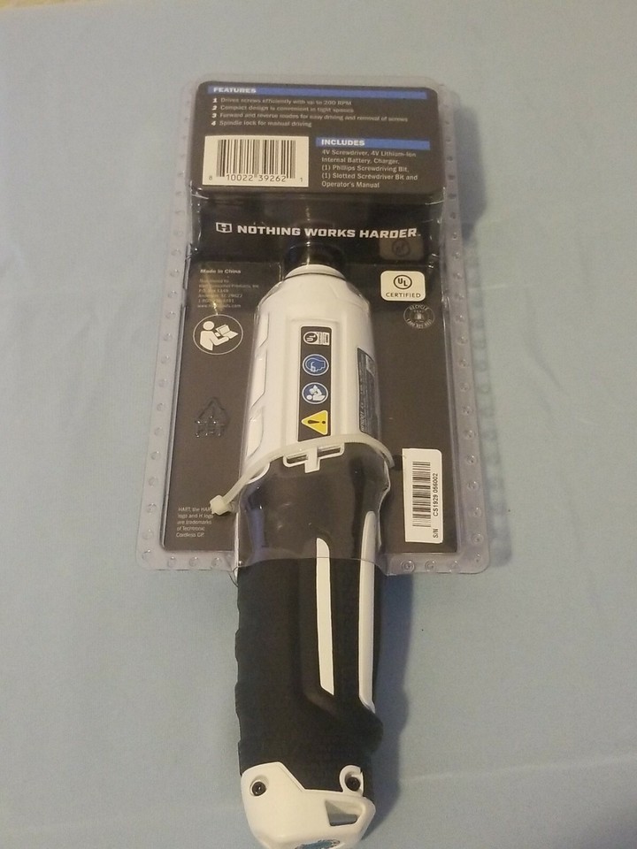Hart 4V Rechargeable Screwdriver Forward/Reverse Modes Efficient Dri ...