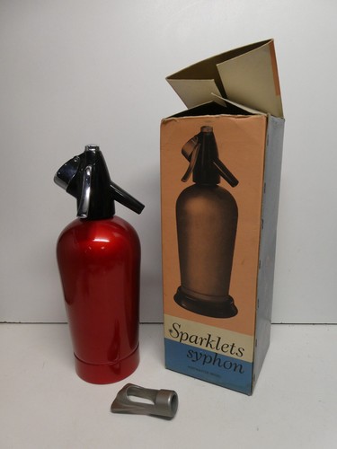 SPARKLETS RED ANODISED SODA SYPHON WATER BOTTLE BAR MADE IN ENGLAND IN ...