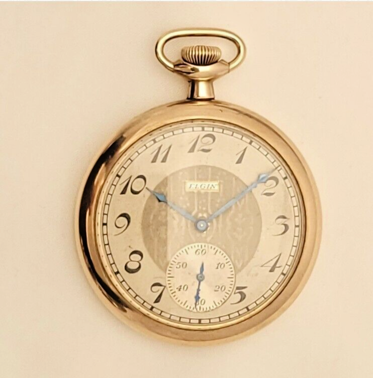 1924 ELGIN FANCY ART DECO SILVER DIAL GOLD FILL CASE POCKET WATCH | eBay