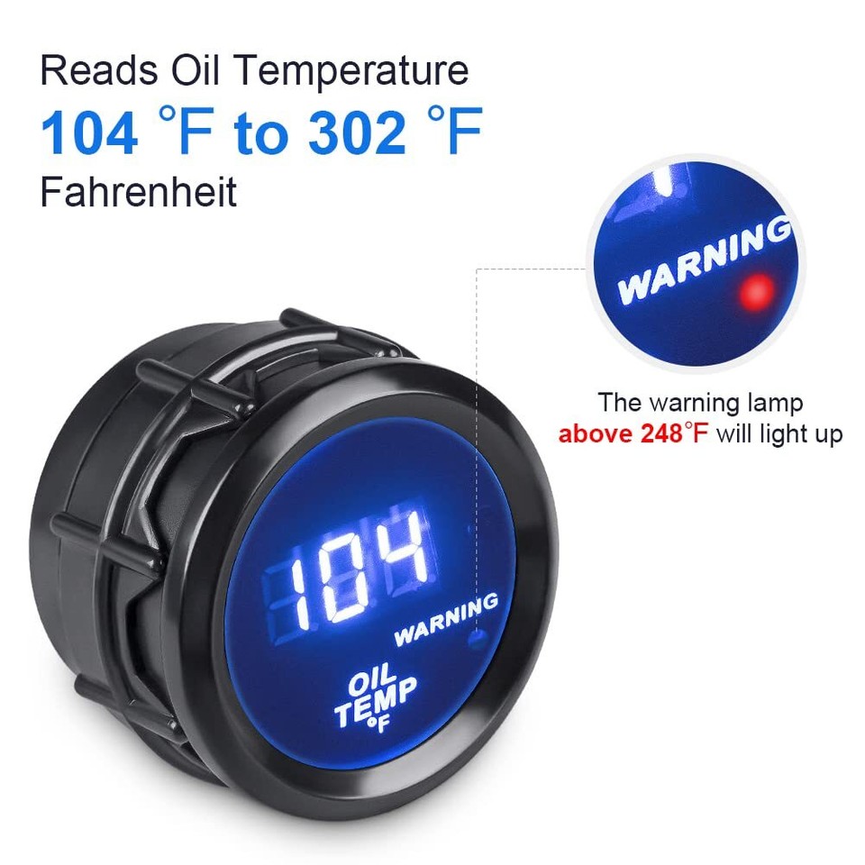 Oil Temp Temperature Gauge Meter 2inch 52mm with Thread NPT 1/8" Sensor ...