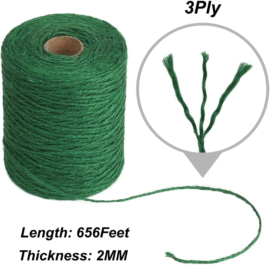 Vivifying Green Garden Twine 656 Feet 2mm Natural Jute Twine String for ...