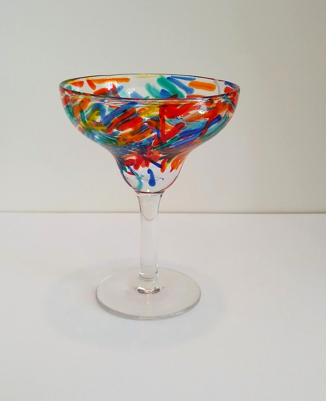 Single Pier 1 Confetti Margarita Glass Goblet 6 3/4" Colorful fused ...