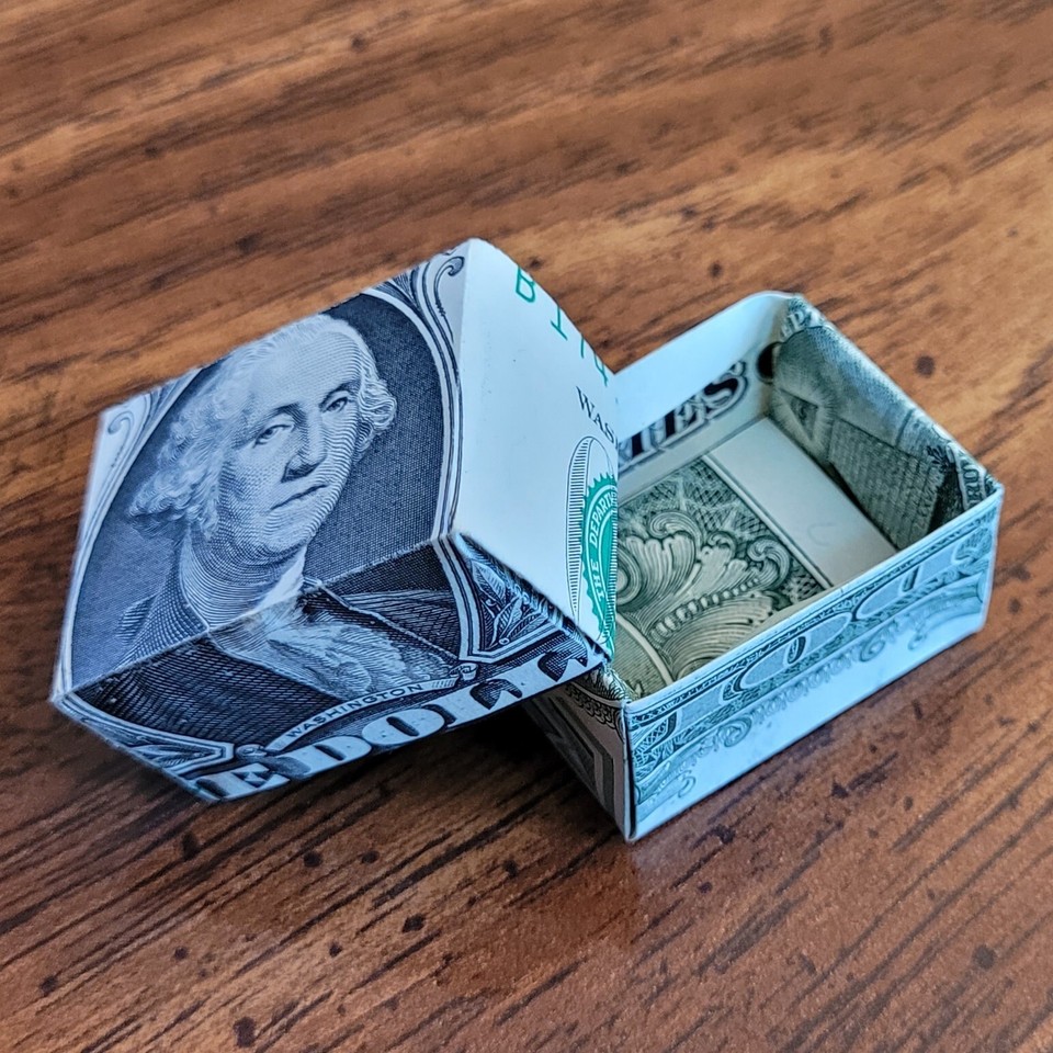 DOLLAR ORIGAMI GIFT BOX - Handmade Gift Art $1 Bill (x2) New ...