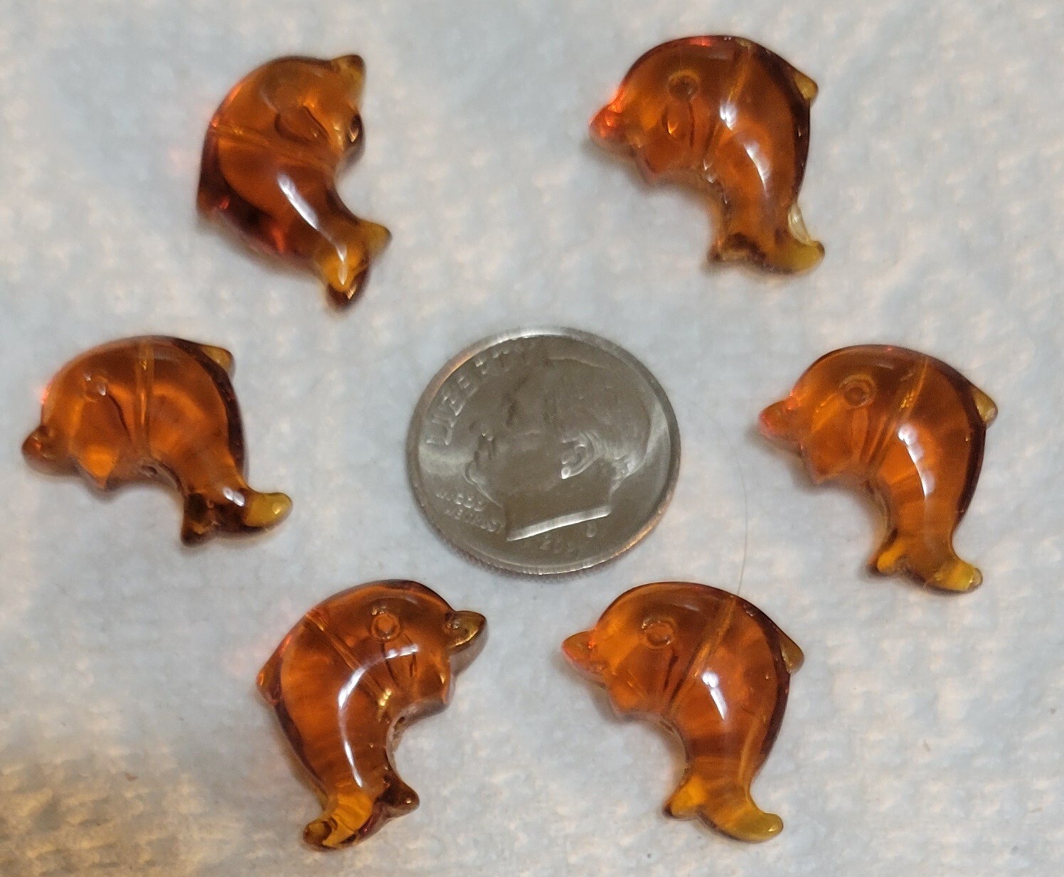 i659 18mm pressed glass dolphin beads. will combine to save on shipping ...