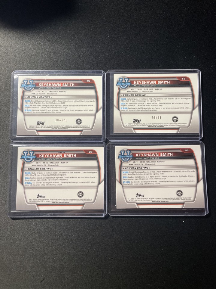 2022 23 Bowman U Keyshawn Smith 1st Bowman Refractor Lot Green/99 ...