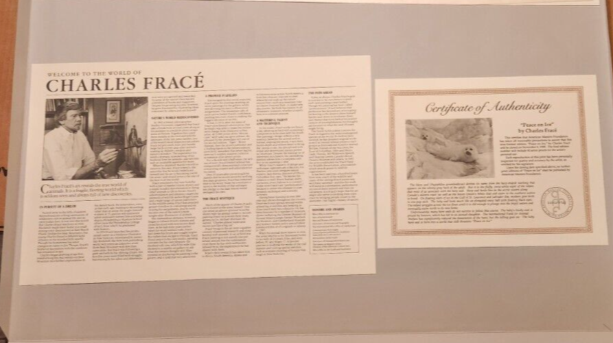 Charles Frace Peace On Ice Signed Print Harp Seals # 1020/5721 COA 1990 ...