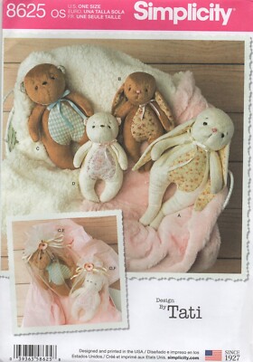 Simplicity Sewing Pattern 8625 Soft Toy Teddy Bears, Bunny Rabbits ...