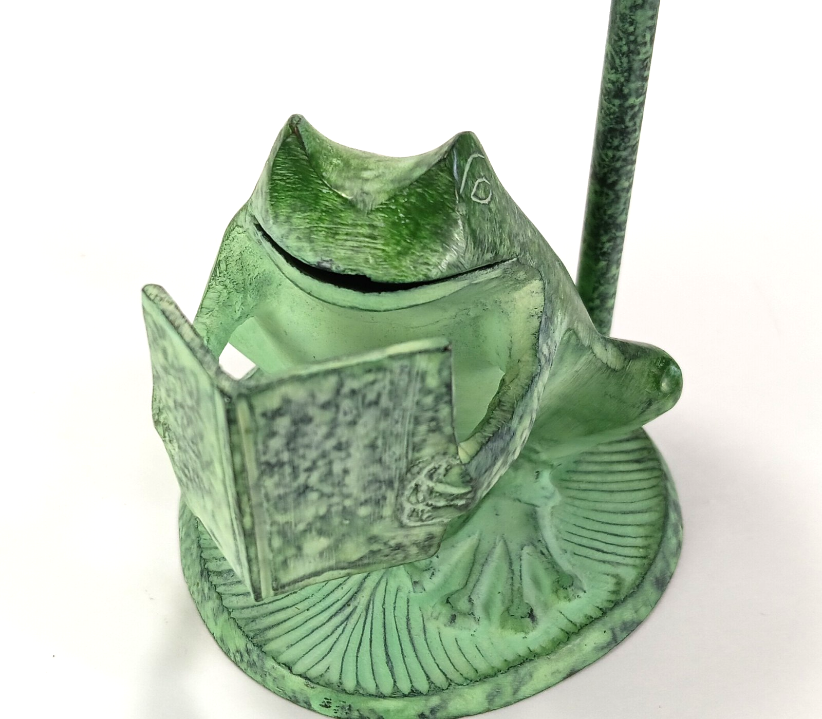 Verdigris Reading Frog Candle Stick Holder Light Green Patina on Lily ...