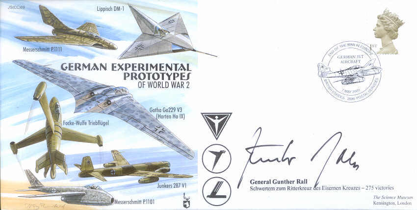 CC69c WWII German Jet cover signed fighter ace luftwaffe GUNTHER RALL ...