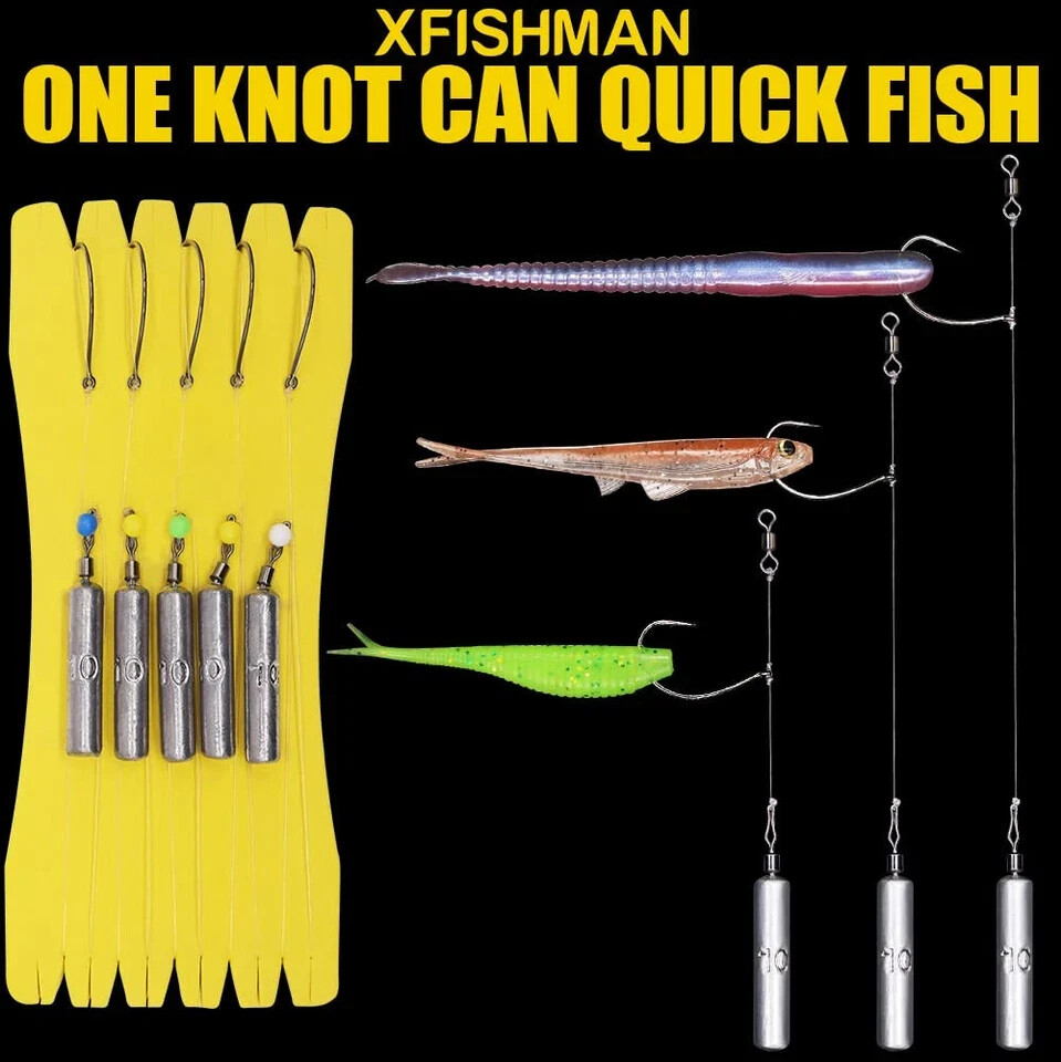 Drop Shot Rigs for Bass Fishing Ready Rig with Hooks and Sinker Weights ...