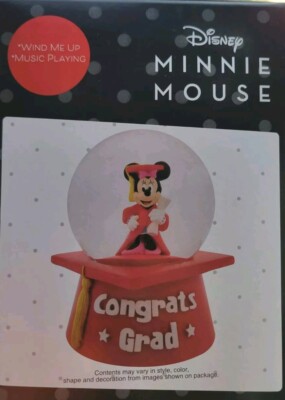 NIB Disney Minnie Mouse Red Musical Water Globe Celebrate Graduation ...