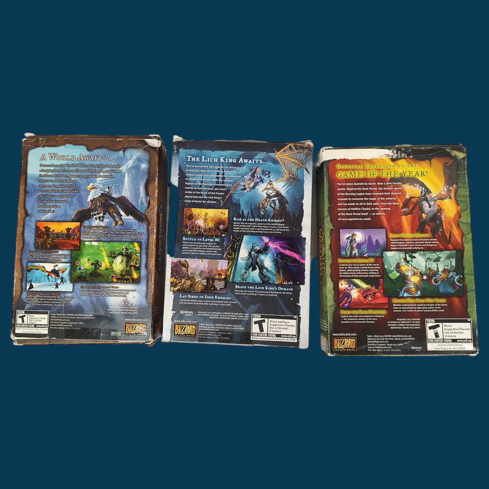 World of Warcraft Bundle Lot - Base Game + Two Expansions PACKS PC Game ...