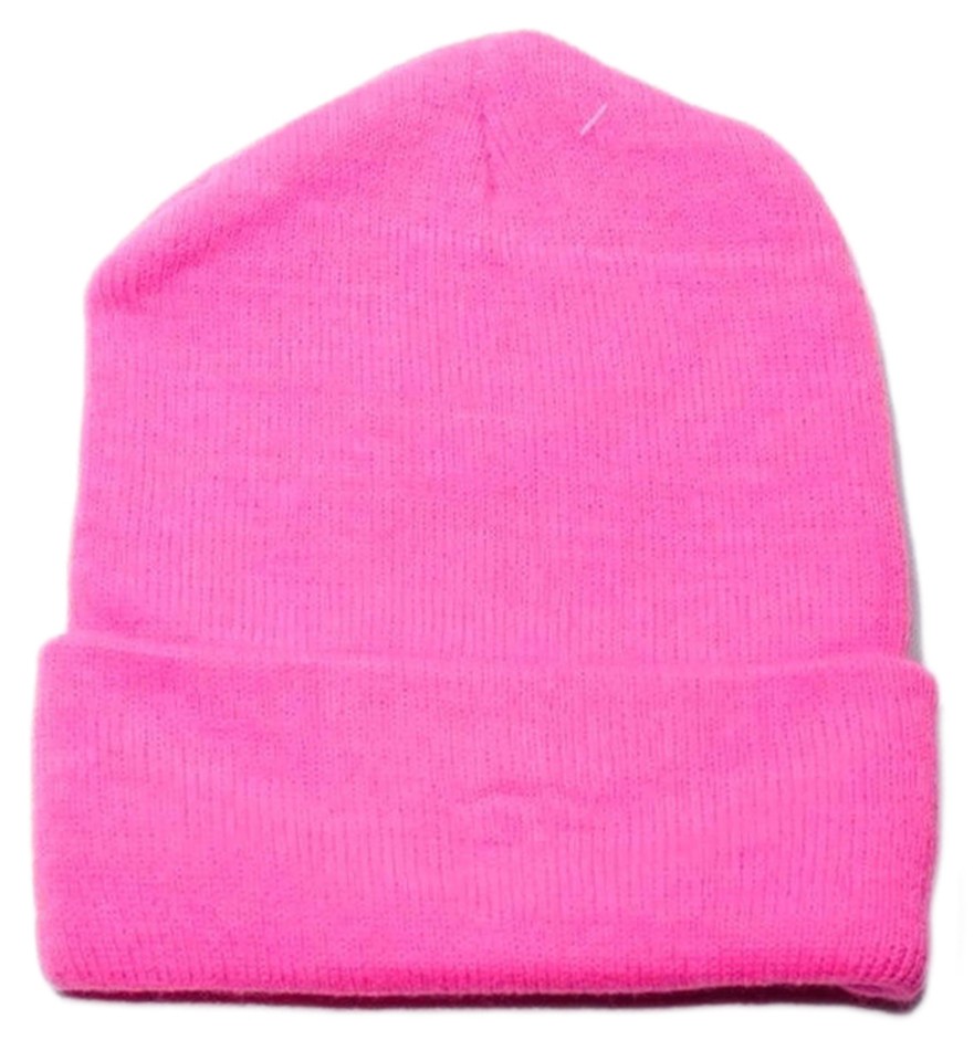 4 PCS Neon Knit Long Cuff Ski Plain Beanie Hats Cap Solid Winter Warm ...