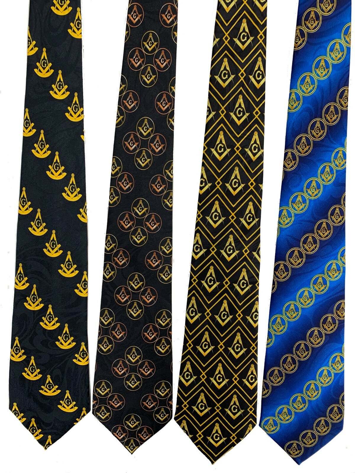 Pack Of 4 Mason Compass Mens Neck Ties Masonic Square Freemason ...